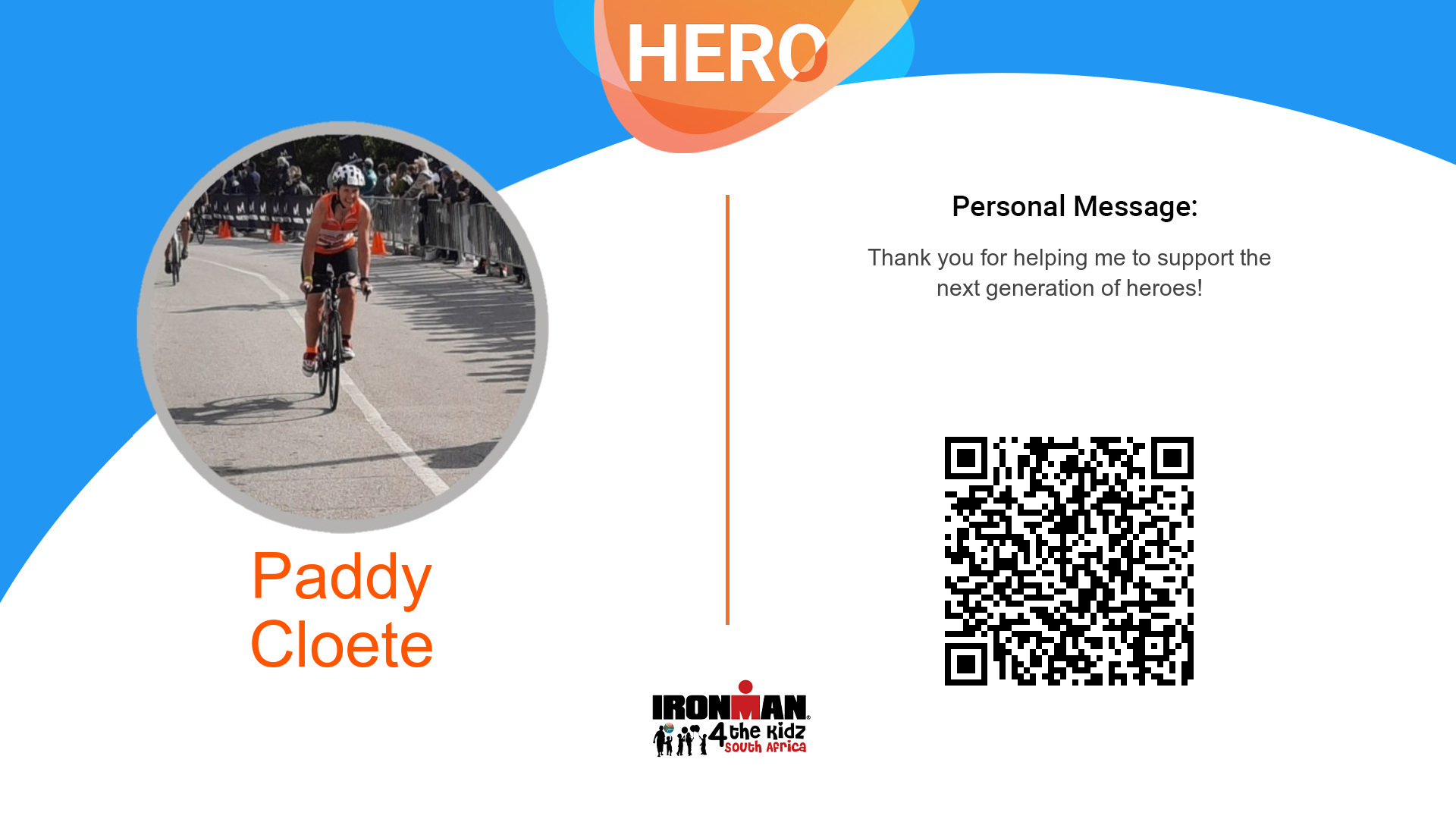Ironman4TheKidz | Help a Hero | Paddy Cloete