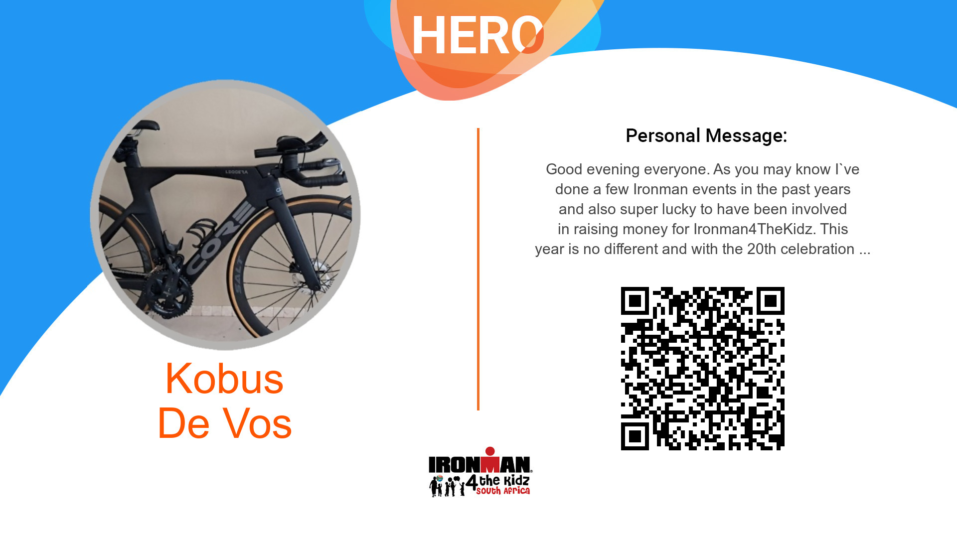 Ironman4TheKidz | Help a Hero | Kobus De Vos